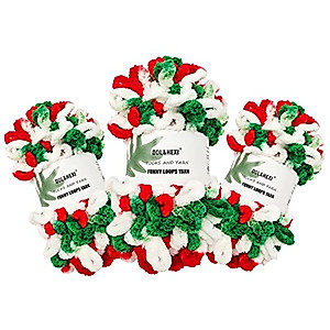 DDL&HEXI 3 Skeins of Loop Yarn Finger Knitting Yarn (605 Christmas)