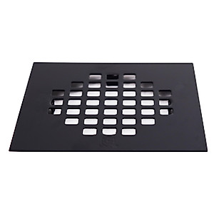 Westbrass D206PS-62 4-1/4" Square Grate Shower Drain Cover with 2" SCH 40 PVC Drain Pipe, Matte Black