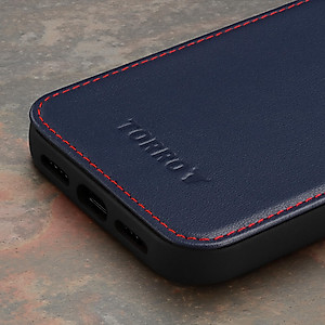 TORRO Leather Case Compatible with iPhone 15 Pro Max – Premium Leather Bumper Case - Navy Blue