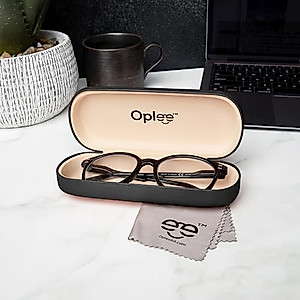 Oplee™ Hard Shell Eyeglass Case with Grey Microfiber Cloth (Black)