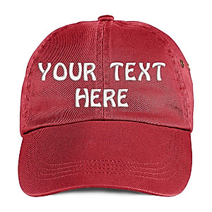 PLACE4PRINT Soft Baseball Cap Custom Personalized Text Cotton Dad Hats for Men & Women. Embroidered Your Text (Red)