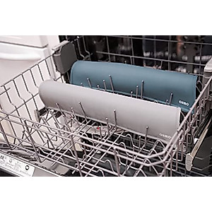 OHMO - Cat Food Mat, Silicone Pet Feeding Mat for Floor Non-Skid Waterproof Dog Water Bowl Tray, Easy to Clean Pet Placemat (Ash, 18 * 9.8&#039;&#039;)