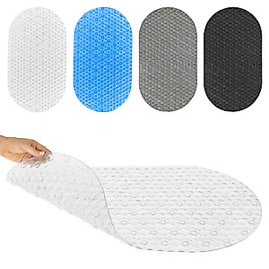 Vive Oval Bathtub Mat - Nonslip Shower Floor Pad - Non-Slip and Non-Skid for Bath Tub with Strong Rubber Suction Cup Grip - for Baby, Elderly, Kids, Bathroom (Gray)
