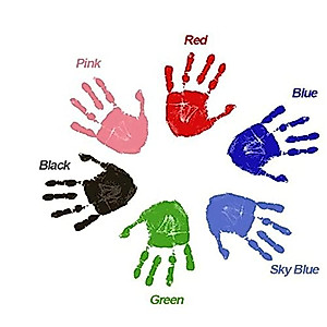 WEWESGAO Baby Handprint and Footprint Kit, Dog Paw Print Kit, Clean Touch Ink Pad for Newborn,Kids,Toddler and Pet with 3 Ink Pads and 6 Imprint Cards (Small, Black)