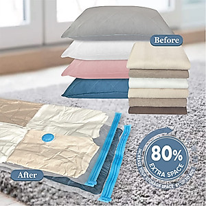 RoomiPro Space Saver Vacuum Storage Bags, 8 Medium Vacuum Sealer Bags with Pump, Storage Vacuum Sealed Bags for Clothing, Comforters, Blanket Storage, Bedding