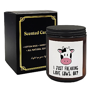Mancheng-zi Cow Candle, Cow Gifts for Women Girls Cow Lovers, Cute Cow Gifts,I Just Freaking Love Cows OK Scented Candles