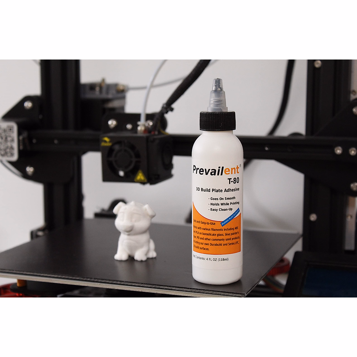 Prevailent T-80, 3D Printer Bed Adhesive Glue - Helps Prevent Warping, Strong Hold and Easy Release with Various Build Plates and Filament Types Including PLA, ABS, TPU, and PETG, 4 fl oz. (118ml)