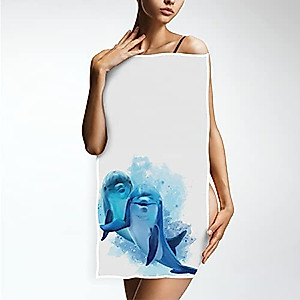 Hand Towels Bath Towels for Bathroom Washcloths Face Cloths Cotton Dolphin Watercolor Decorative Absorbent Soft 30x15in