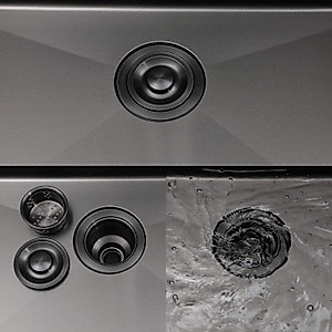 SHACO 33 Inch Black Double Farmhouse Sink, 33x21 Gunmetal Black Divided 50/50 Farmhouse Kitchen Sink, 304 Stainless Steel 9 Inch Deep Double Basin Apron Front Farm Sink for Kitchen