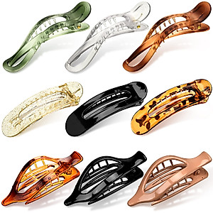 Yinder 9 Pcs Alligator Hair Clips Oval French Barrette Flat Claw Clips Duckbill Sectioning Hair Accessories for Women Jumbo Jaw Hair Clips for Styling Hair Clamps Barrettes for Gifts(Multi Color)