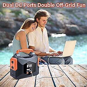 BailiBatt Portable Power Station 150W, 146Wh Camping Solar Generator, Lithium Battery Bank Power Supply with 2 110V/150W (Peak 300W) AC/2 DC/2 USB/ 1 QC 3.0/1 USB-C for CPAP Home Camping Emergency, Orange