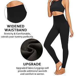 2 Pack Fleece Lined Leggings Women-High Waisted Winter Tummy Control Thermal Warm Yoga Pants for Hiking Workout(Small-Medium, A-2 Pack-Black,Black)
