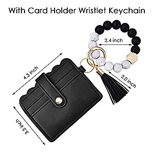 Case for Airpods 3rd Generation (2021), Filoto Cute Apple Airpod 3 Case Cover for Women Girls, Silicone Case with Wristlet Bracelet Keychain Credit Card Holder Purse Accessories (Black)