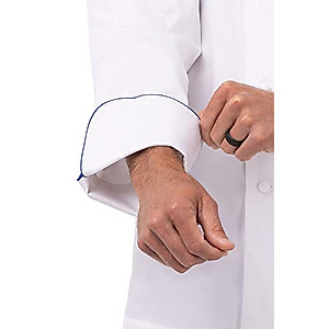 Chef Works Men's Men's Carlton Executive Chef Coat, White With Blue Piping, 40