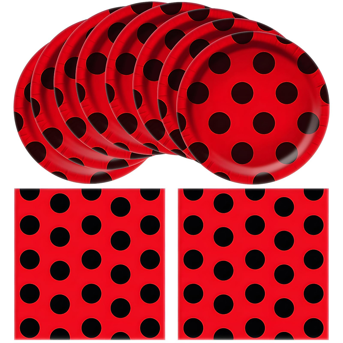 Menipros Ladybug Birthday Party Supplies,Ladybug Party Tableware Sets Includes 20 Ladybug Plates and 20 Ladybug Napkins