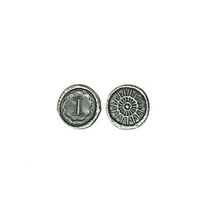 The Broken Token Prop Coins - Wondrous Metal Replica Coins for 7 Wonders, Pack of 57 - Fantasy Novelty and Replica Coins
