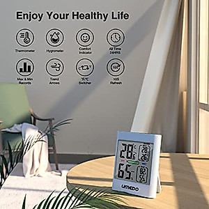Digital Hygrometer Indoor Thermometer, Umedo Humidity Gauge with Large Display, Air Comfort Indicator, Accurate Hygrometer Thermometer Monitor for Home Greenhouse Humidor Pet Reptile Wine Cellar