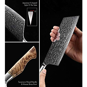 HEZHEN Meat Cleaver Butcher Knife Kitchen Vegetable Cleaver Chinese Chef Cooking Knife 6.8 Inch 67-Layer Damascus Steel Forged Sharp Utility Mincer Knife-Non-Slip Wooden Handle + Gift Box