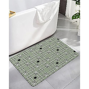Geometry Bath Mat for Tub,Non Slip Bathroom Floor Runner Rug Quick Dry & Absorbent Diatomaceous Earth Shower Sink Kitchen Living Room Washable Doormat,Modern Boho Polka Dot Minimalist Flowers 16"x24"