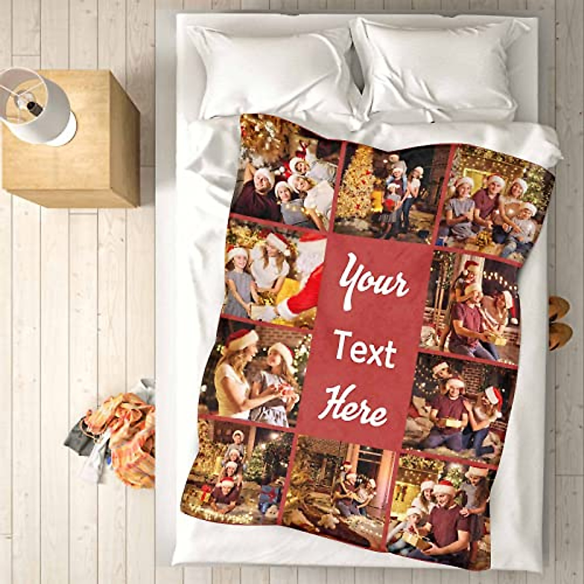 Personalized Blanket with Photo Text Custom Throw Blanket Using My Own Pictures for Christmas Family Mom Dad Dog Sisters Friends Besties Grandma Wife 10 Photo