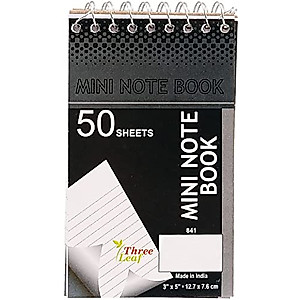 Personal Mini Notebooks, 3x5-Inch, College Ruled, White, 50 Pages per, Pack of 4 Colors: Black, Blue, Green, Red from Northland Wholesale. (2-Pack, 8 Mini-Notebooks)