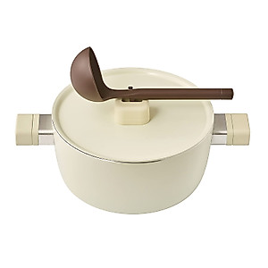 Dr.HOWS Lumi Ceramic Nonstick Pot with Lid 8 inch - Large Pot for Cooking with Rubber-Coated Handles, PFOA-Free - For Induction, Ceramic, Electric, Halogen and Gas Cooktops