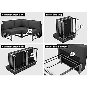 Belffin Fabric Side Armrest for Sectional Modular Couch Armrest Module for Modular Couch Sectional Sofa Dark Grey