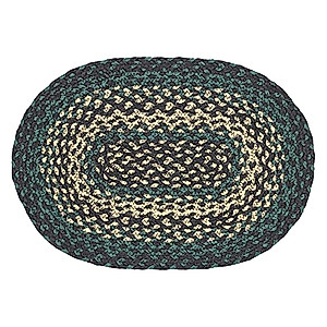 VHC Brands Pine Grove, Dining Table Placemat, Braided Jute, Oval, Green, 10x16