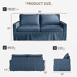 SILKIR Couches for Living Room,70 Inches Comfy Sofa Sofa for Living Room 3 Person Couch for Living Room,Office,and Apartment,Steel Blue