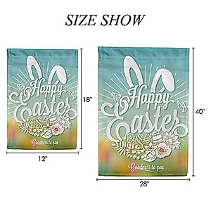 My Little Nest Seasonal Garden Flag Happy Easter Rabbit Flowers Double Sided Vertical Garden Flags for Home Yard Holiday Flag Outdoor Decoration Farmhouse Banner 28"x40"