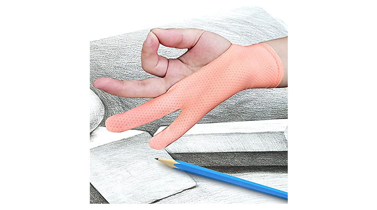 Artist Drawing Glove for Women [2 Pack Pink] 3-Layer Palm Rejection ...