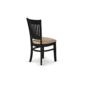 East West Furniture AMVA5-BCH-C 5 Piece Kitchen Table Set for 4 Includes a Round Dining Room Table with Pedestal and 4 Linen Fabric Upholstered Dining Chairs, 36x36 Inch, Black & Cherry