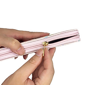 Educatgame Kpop Army Wallet with Bag Charm, Cute Long Zipper Faux Leather Wallet, Cute Stuff/Accessories or Gift for Teen Girls & Women (A)