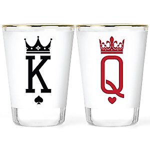 King and Queen Shot Glass Set - His and Her Shot Glasses - Anniversary Gift - Couples Gift - 2 pc Shot Glass Set - Valentines Gift