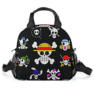 CHSSONG Insulated Lunch Bag One Skull Piece Dinner Box Leakproof Cooler Portable Handbag Reusable Thermal Tote Bag With Adjustable Shoulder Strap Black, 25.5x22.5x16.5cm(10x8.9x6.5inch)