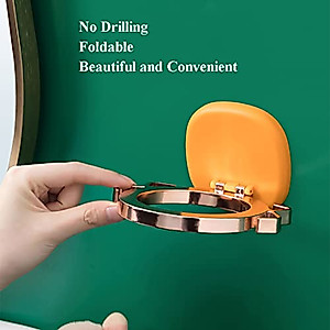 CARURLIFF Small Foldable Hair Dryer Holder Wall Mounted Cute Blow Dryer Rack No Drill Organizer for Bathroom (Green)