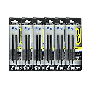 PILOT G2, Dr. Grip Gel/Ltd, ExecuGel G6, Q7 Rollerball Gel Ink Pen Refills, 0.7mm, Fine Point, Blue Ink, Pack of 12