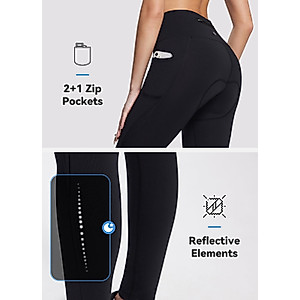 BALEAF Winter Womens Cycling Pants 4D Padded Thermal Water Resistant Bike Tights Padding Fleece Lined Cold Weather Pockets Black M