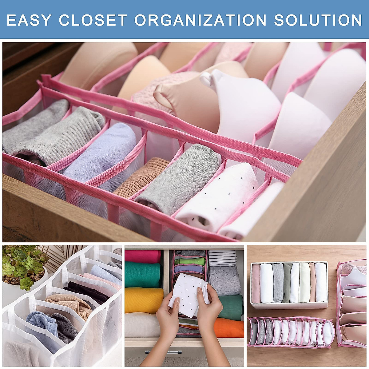 uxcell 2pcs Wardrobe Clothes Organizer, 7Grids Jeans Drawer Organizer for Folded Clothes Jeans Pants Sweater T-shirts Underwear, White