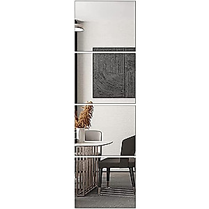 OBIOZZ Bedroom Floor Standing Mirror Glass Full Length Wall Mirror Tiles 14 X 12 X 4PCS Frameless Full Body Mirror, Quality Material Full-Length Mirror