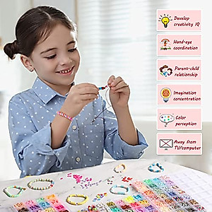 QUEFE 10800pcs Clay Beads Kit for Bracelet Making 72 Colors Flat Round Polymer Clay Beads Spacer Heishi Beads Jewelry Making with Pendant Charms Kit Letter Beads Elastic Strings