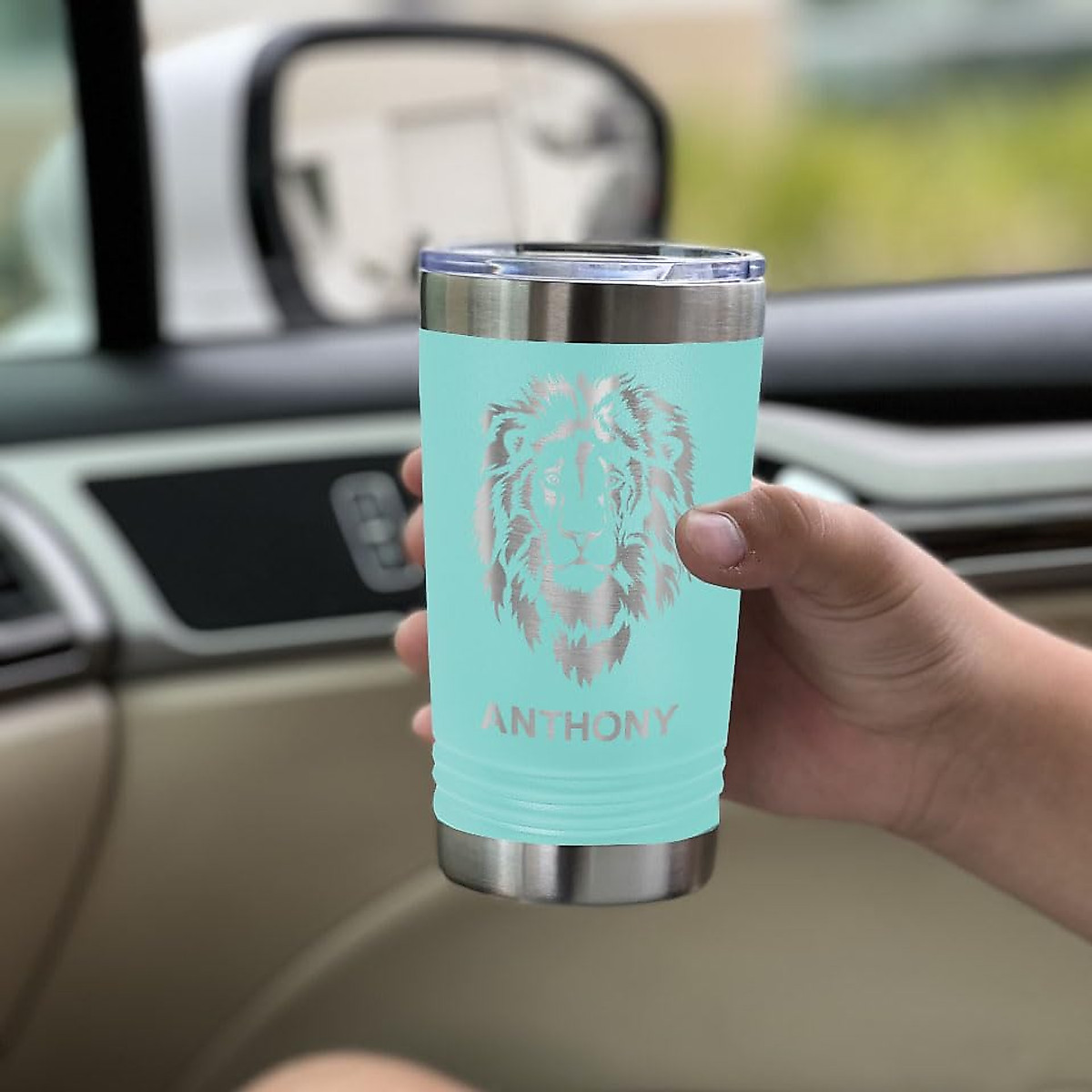 LaserGram 16oz Vacuum Insulated Pint Tumbler, Sign Language I Love You, Personalized Engraving Included (Teal)