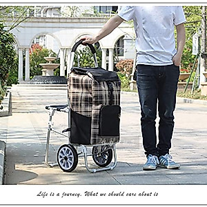 RAZZUM Large Hand Trucks,Stairs-Climbing Chair Shopping Cart, Folding Portable Grocery Shopping Cart, Luggage Cart Reinforced Seat, Folding Trolley with Stairs Trolleys/C
