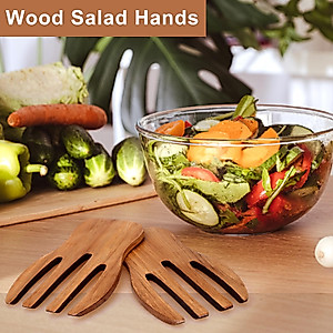 2 Pcs Acacia Wood Salad Server Wooden Salad Hands for Tossing Serving Pasta Salad Tongs Salad Tong Set Mixing Salad Servers