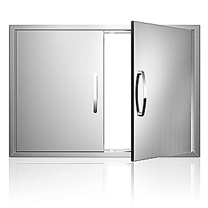 KODOM Outdoor Kitchen Doors 31''W X 24''H,Flush Mount Stainless Steel BBQ Access Doors, Double Grill Access Door for Outdoor Kitchen Cabinets and BBQ Island