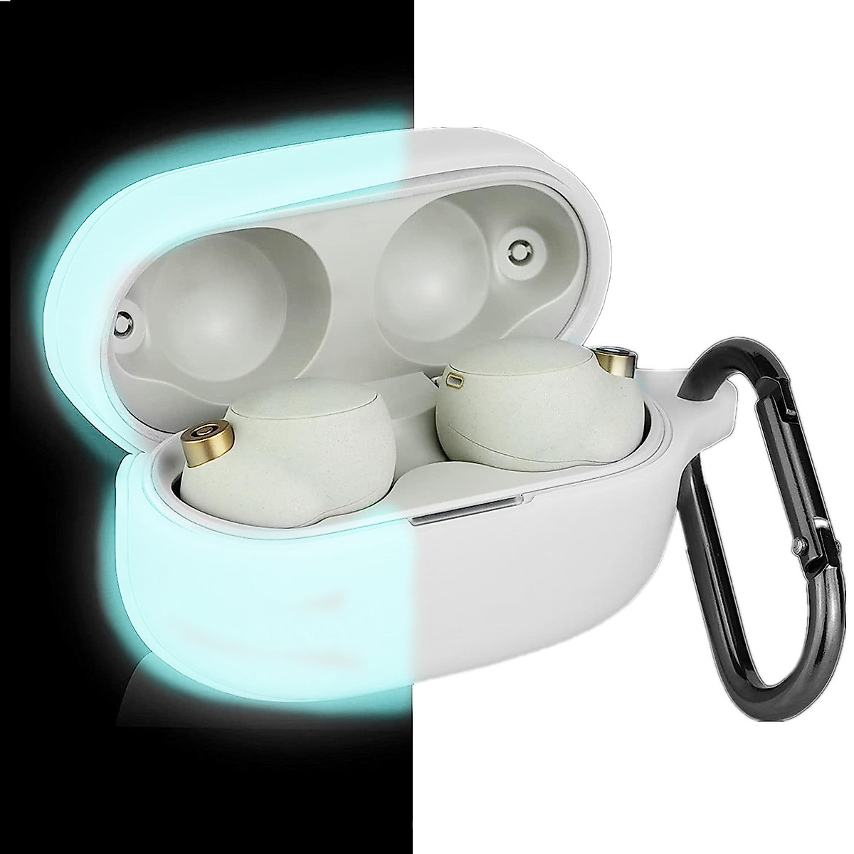 Sony WF-1000XM4 Case Cover, Soft Silicone Protective Case Skin Night Glow for Sony WF-1000XM4, Shockproof, Luminous Earbuds Case with Keychain, Glow in Dark, Wireless Charging