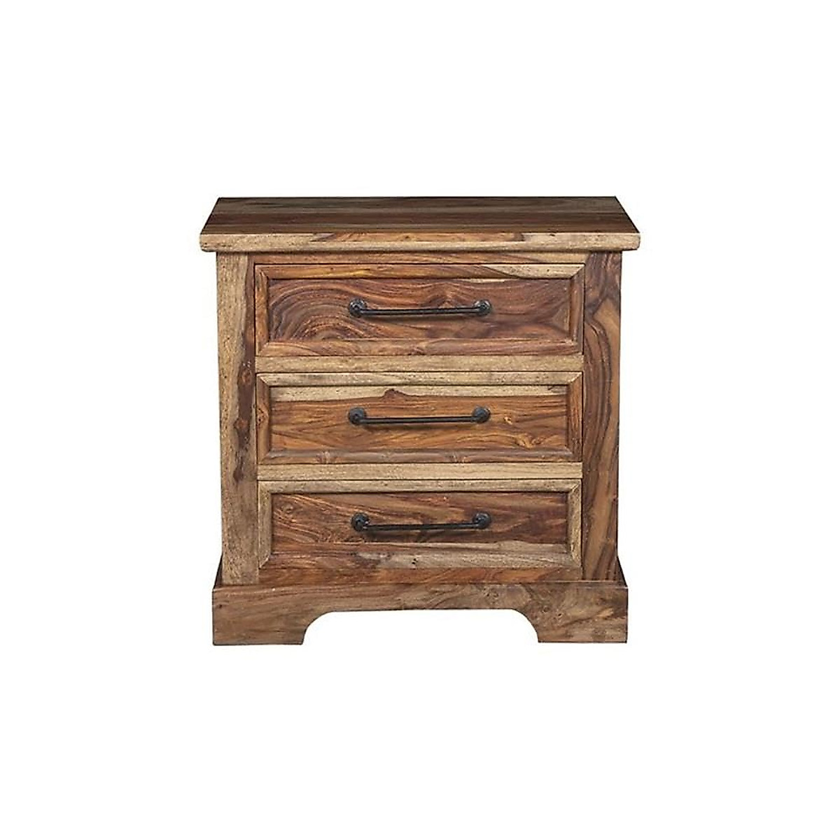 Porter Designs Crossroads Solid Sheesham Wood Bedroom Nightstand in Brown