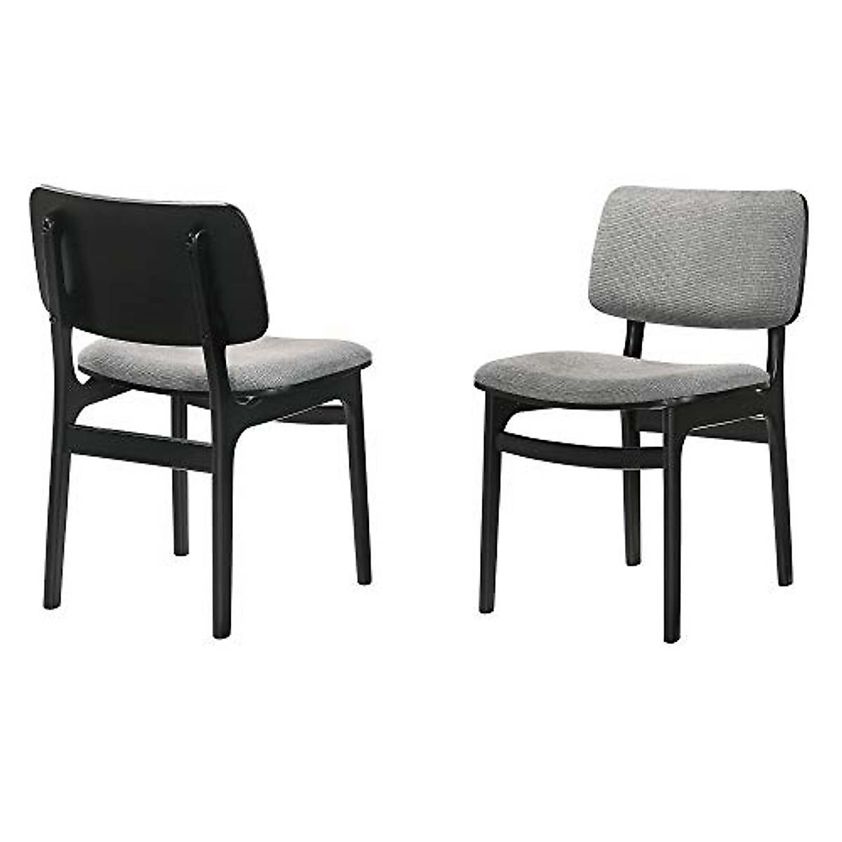 Armen Living Lima Wood Dining Accent Chairs Finish Fabric-Set of 2, 20" Wide, Black/Grey