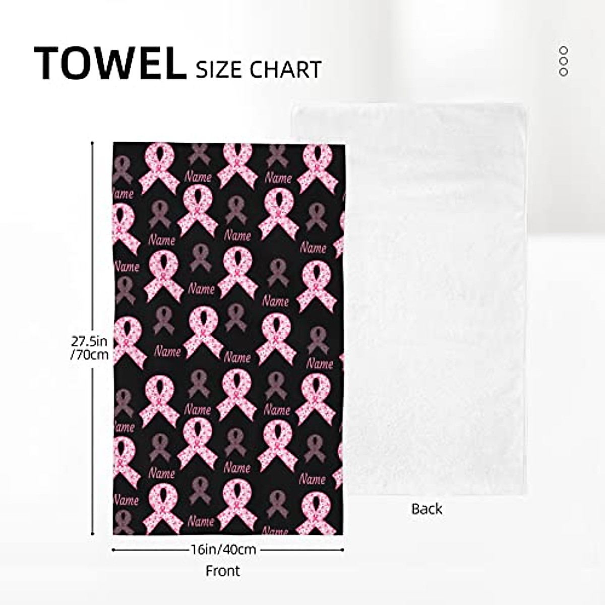 PAMIBERBI Custom Hand Towel with Name Personalized Pink Breast Cancer Ribbon Towel Microfiber Soft Face Towels Highly Absorbent Washcloths Hotel Bathroom Shower Spa Swim Fingertip Towels 27.5 x 16 in