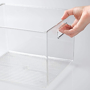 mDesign Large Plastic Storage Organizer Container Bin, Closet Organization for Hallway, Bedroom, Linen, Coat, and Entryway - Holds Clothing, Blankets, and Accessories, Ligne Collection, Clear